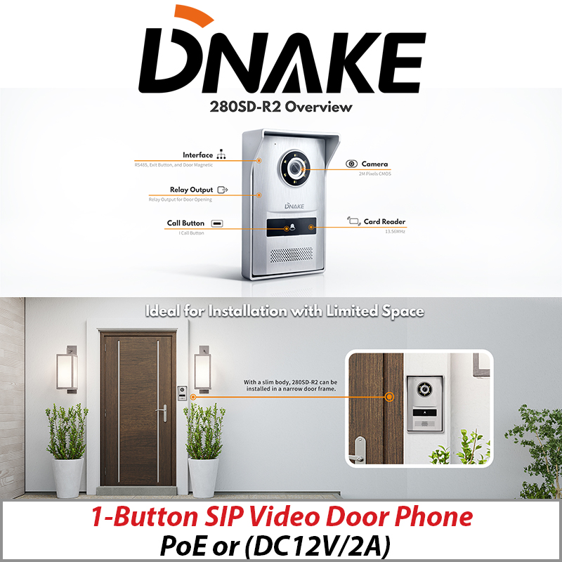 DNAKE 2MP SIP Video Door Phone, 1-Button Intercom (280SD-R2) ∙ Doris CCTV